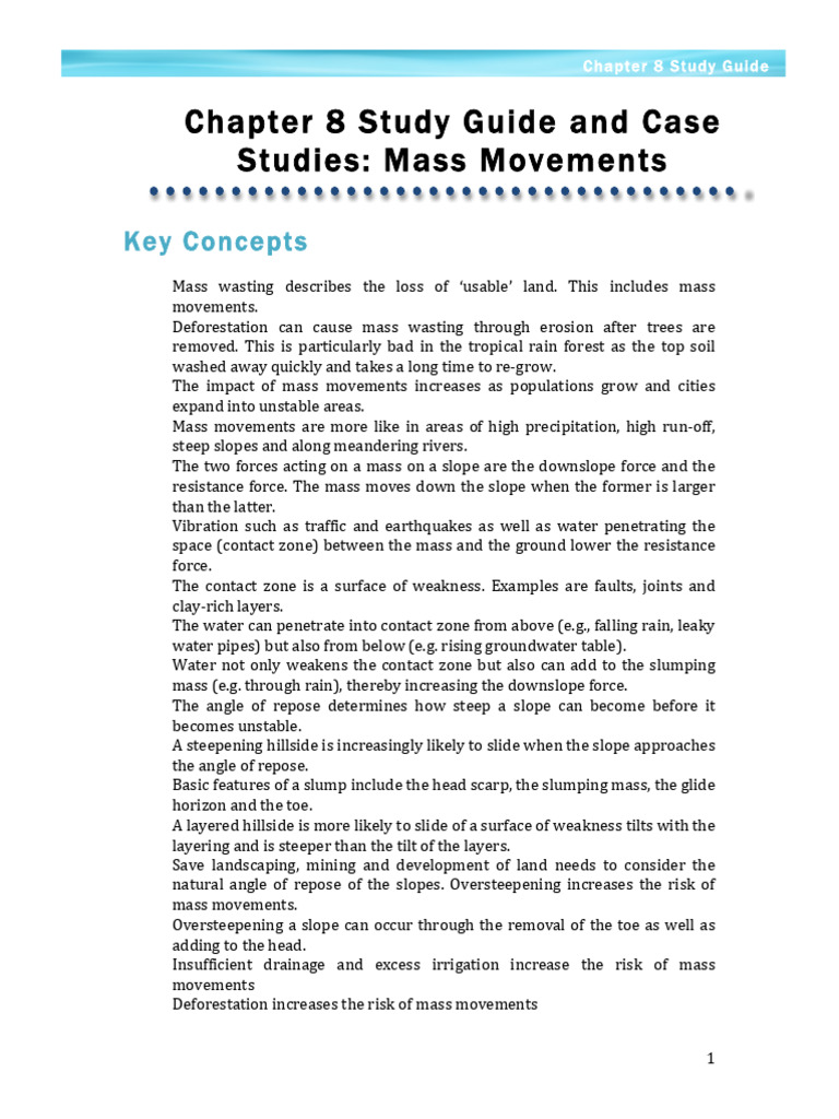 studyguide-chapter08 | PDF | Landslide | Earth Sciences