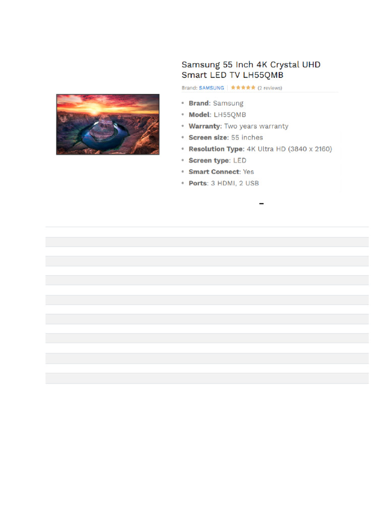 Samsung 55 Inch 4K Smart TV Specs | PDF