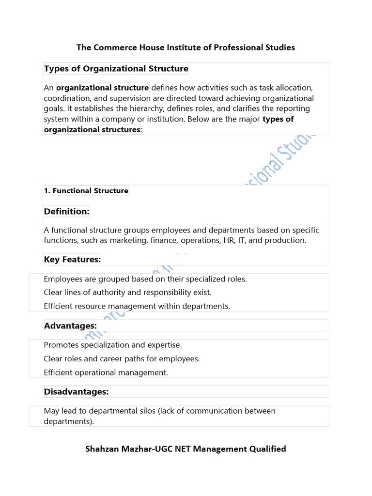 Types of Organizational Structure | PDF | Organizational Structure ...
