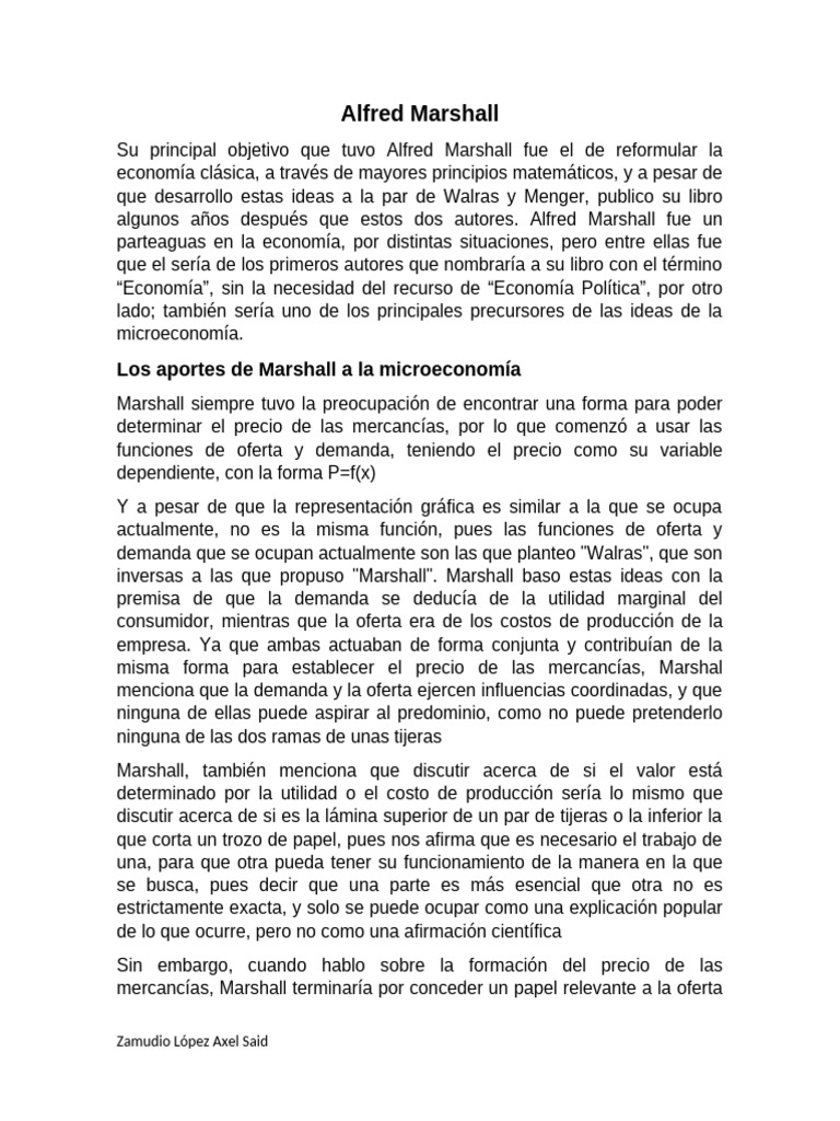 Alfred Marshall | PDF | Excedente económico | Elasticidad (economía)