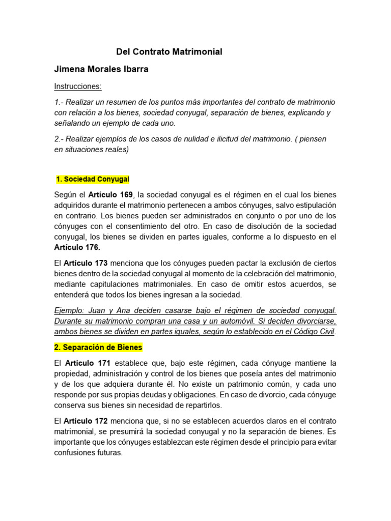 Contrato Matrimonial: Bienes y Nulidad | PDF | Propiedad de la ...