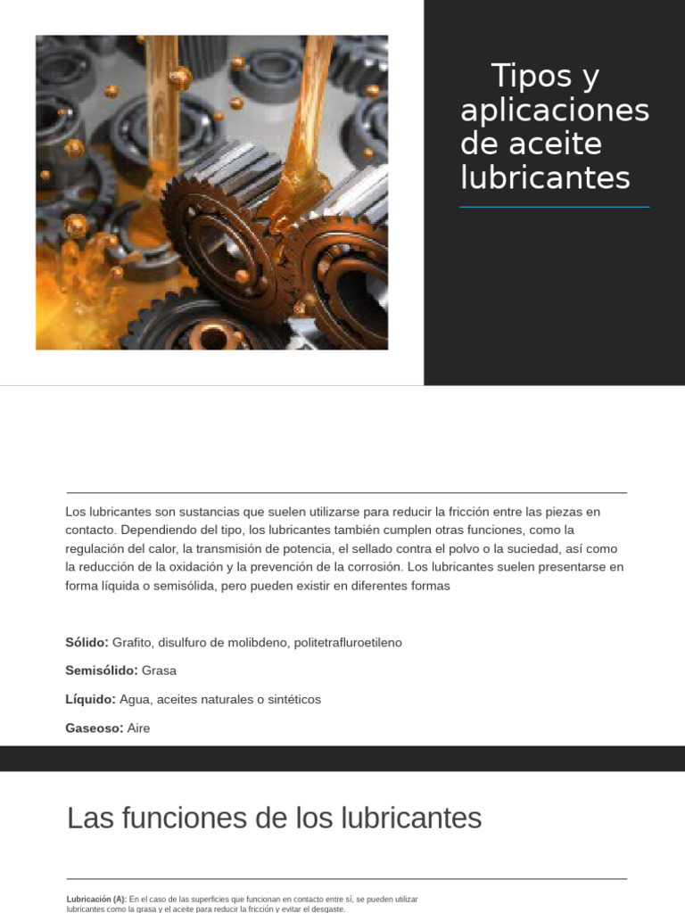Tipos de Lubricantes | PDF | Lubricante | Ingeniería mecánica