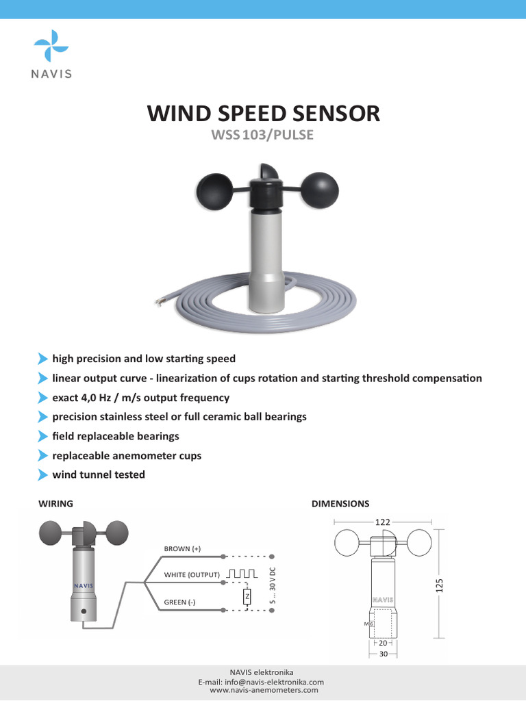 WSS 103 Precision Wind Speed Sensor | PDF | Bearing (Mechanical) | Sensor