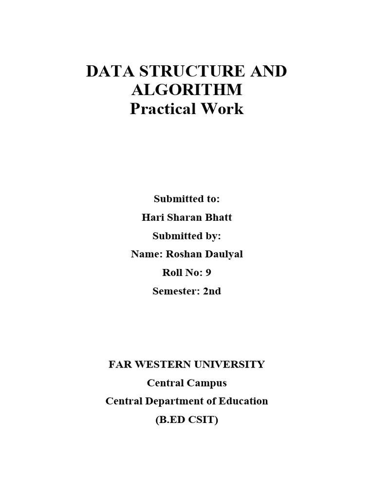 DSA Practical, Roshan Daulyal | PDF | Vertex (Graph Theory) | Queue ...
