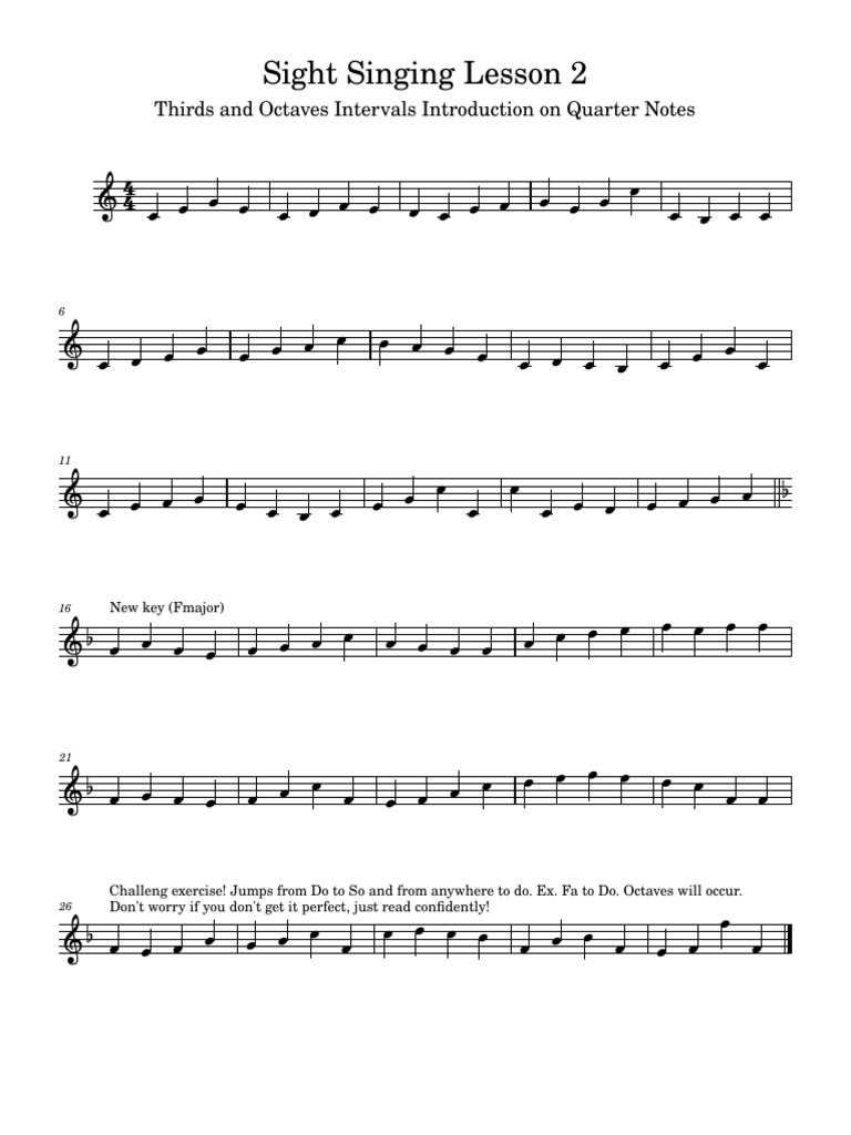Sight Singing Score Lesson Two (In Lesson) | PDF