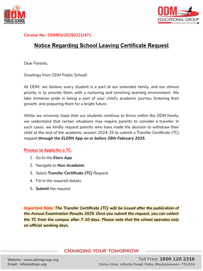 TC Application Process for Transfers | PDF