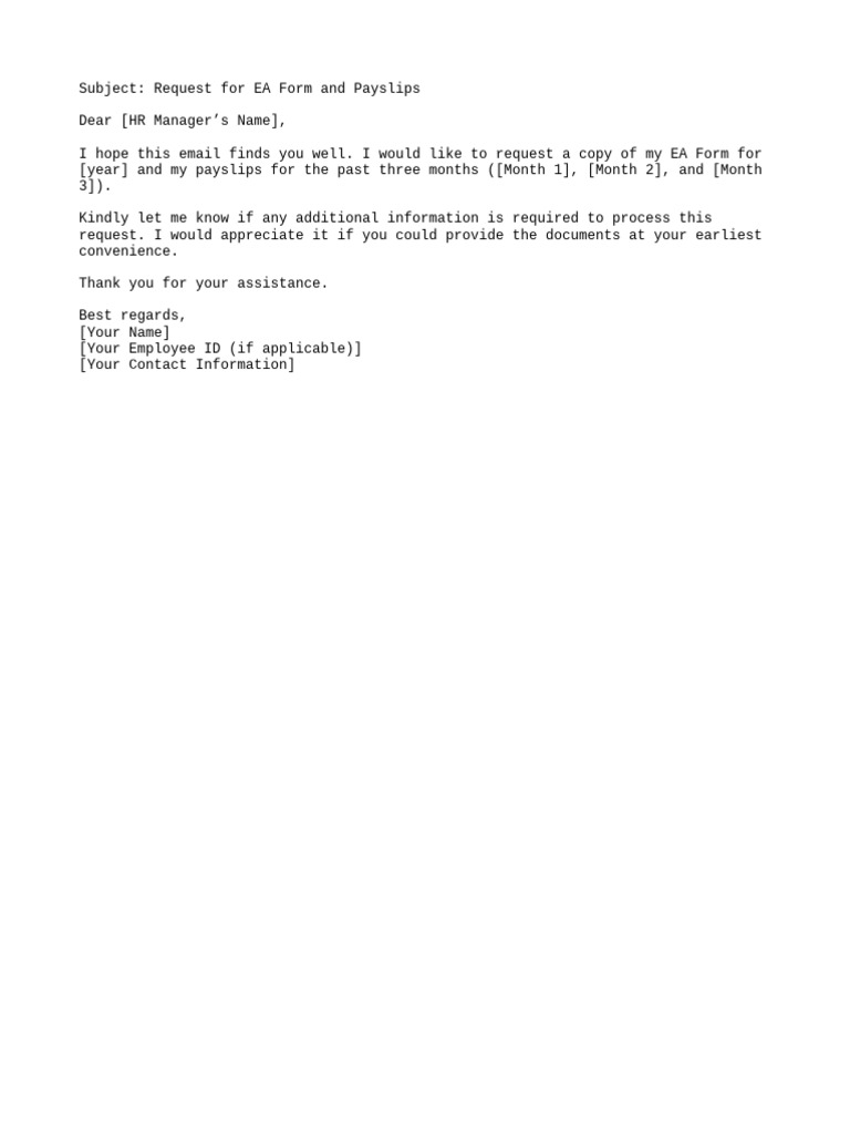 Formal Request For EA Form | PDF