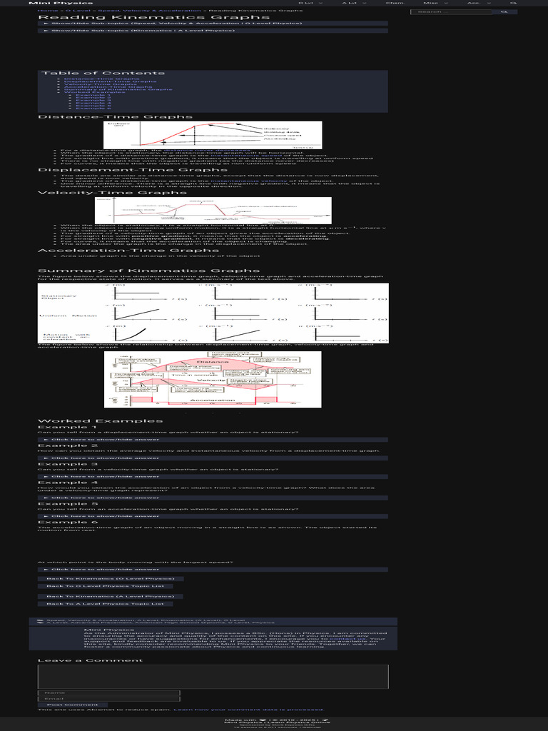 Reading Kinematics Graphs _ Mini Physics - Free Physics Notes | PDF ...