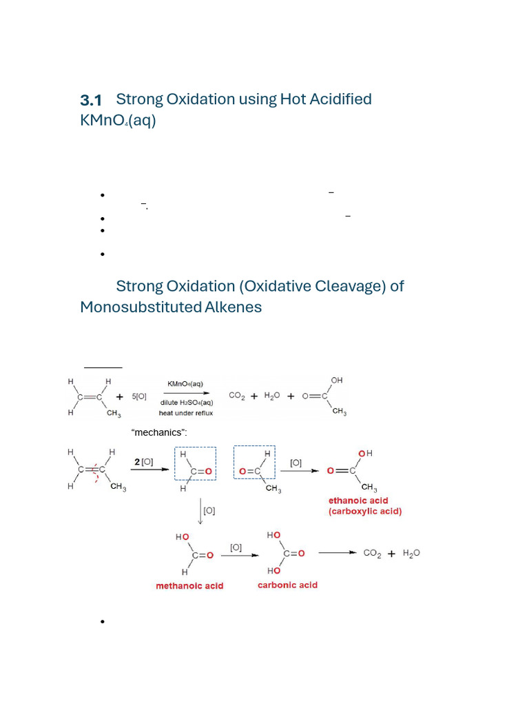 Strong and Mild Oxidation Using Hot Acidified KMnO4 | PDF | Alkene | Ketone