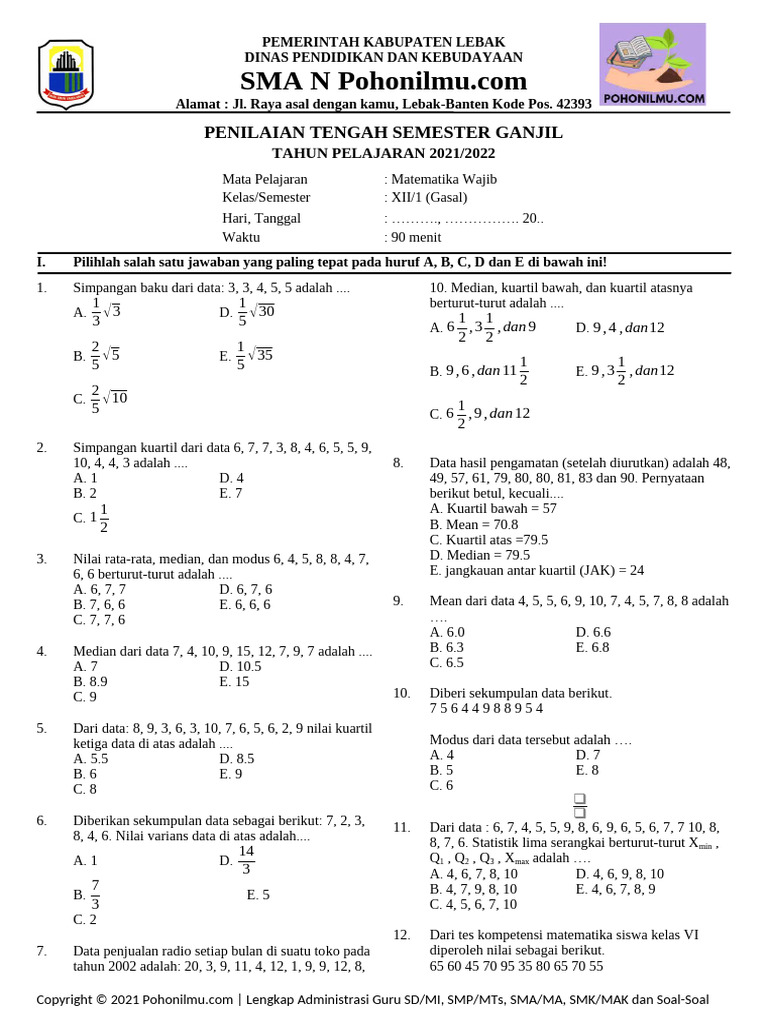 PTS I MTK Wajib XII | PDF