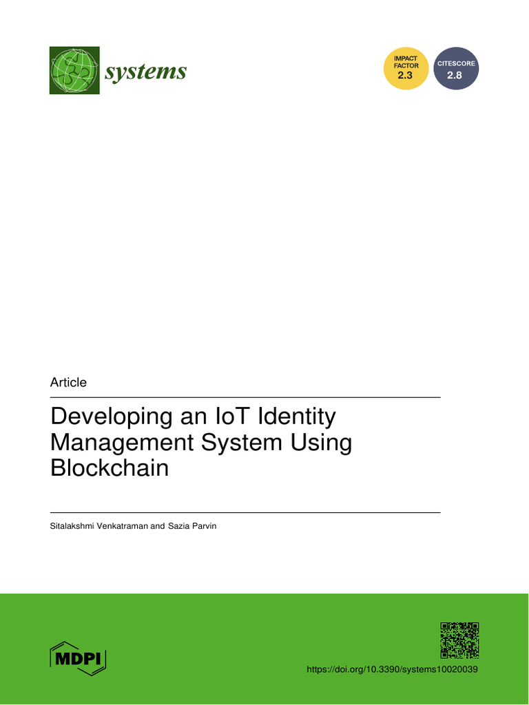 Systems 10 00039 With Cover | PDF | Internet Of Things | Computer Security