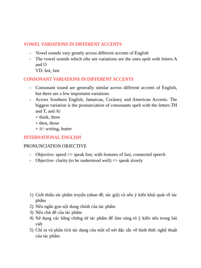Vowel Variations in Different Accents | PDF