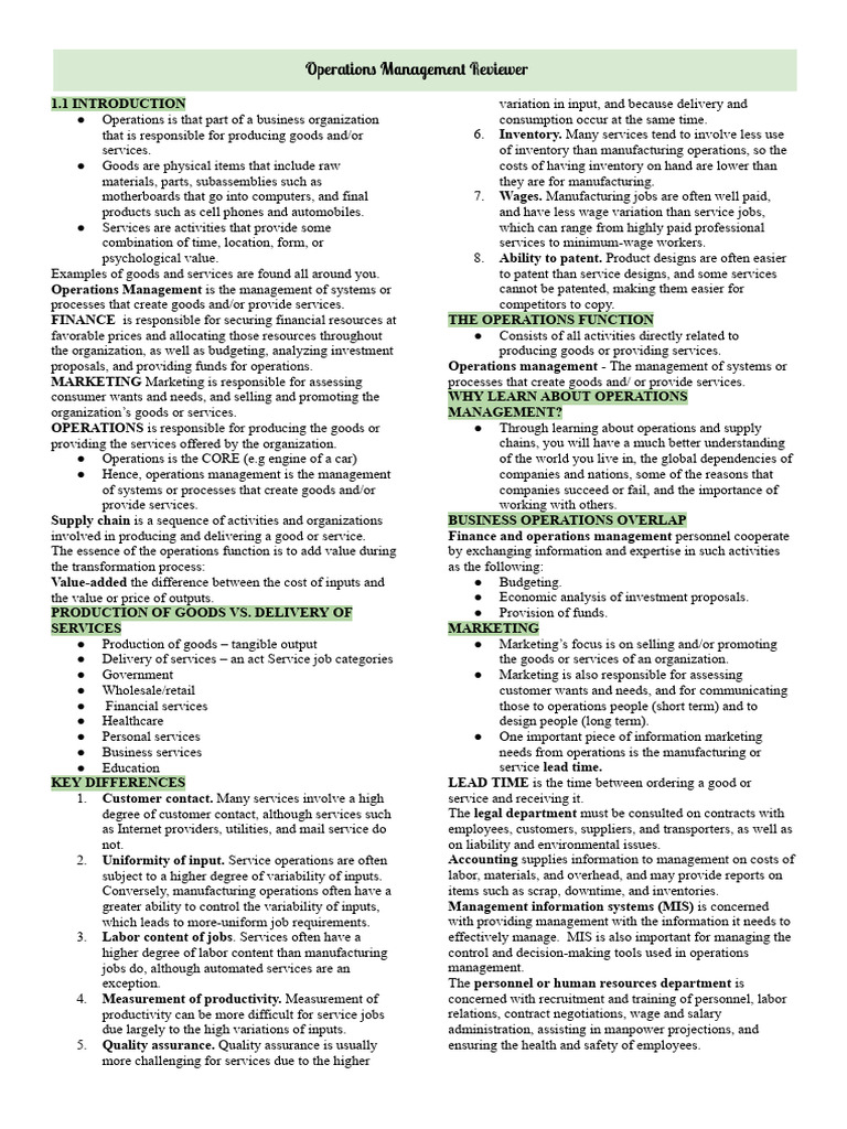 CBMEC 1st Trinal Reviewer | PDF | Operations Management | Labour Economics