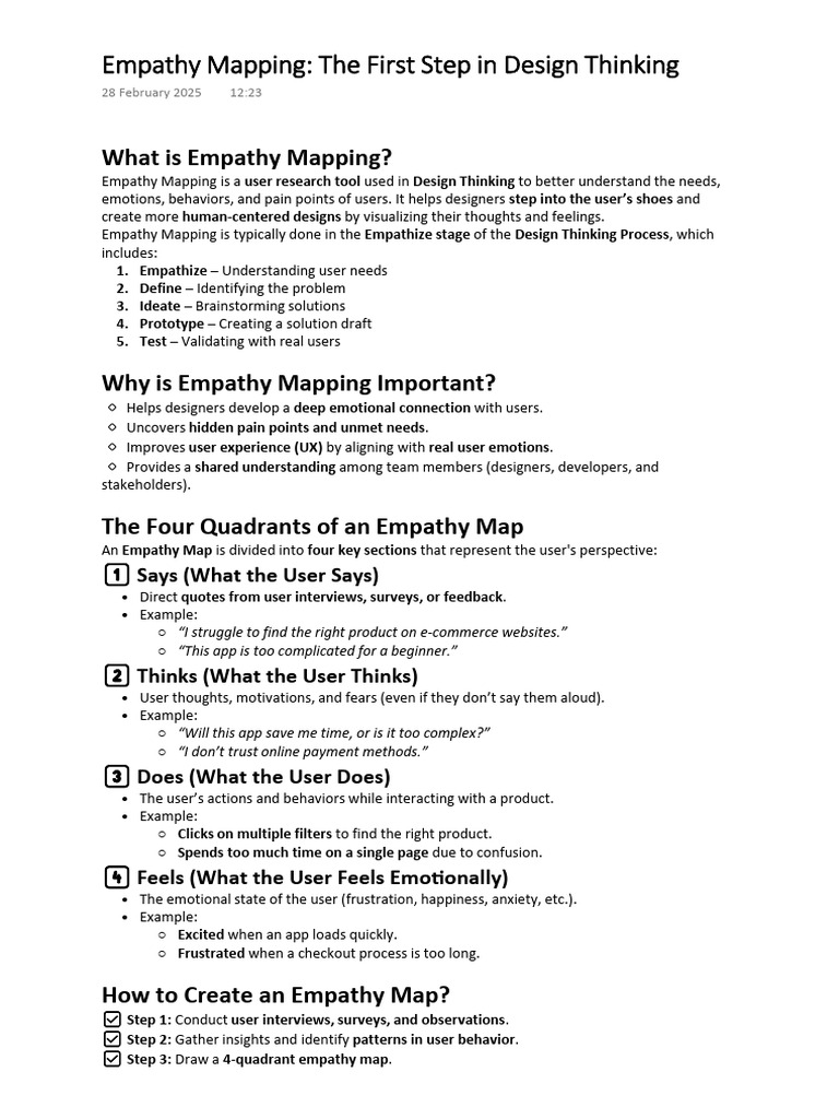 Empathy Mapping The First Step in Design Thinking | PDF | Empathy | Design Thinking
