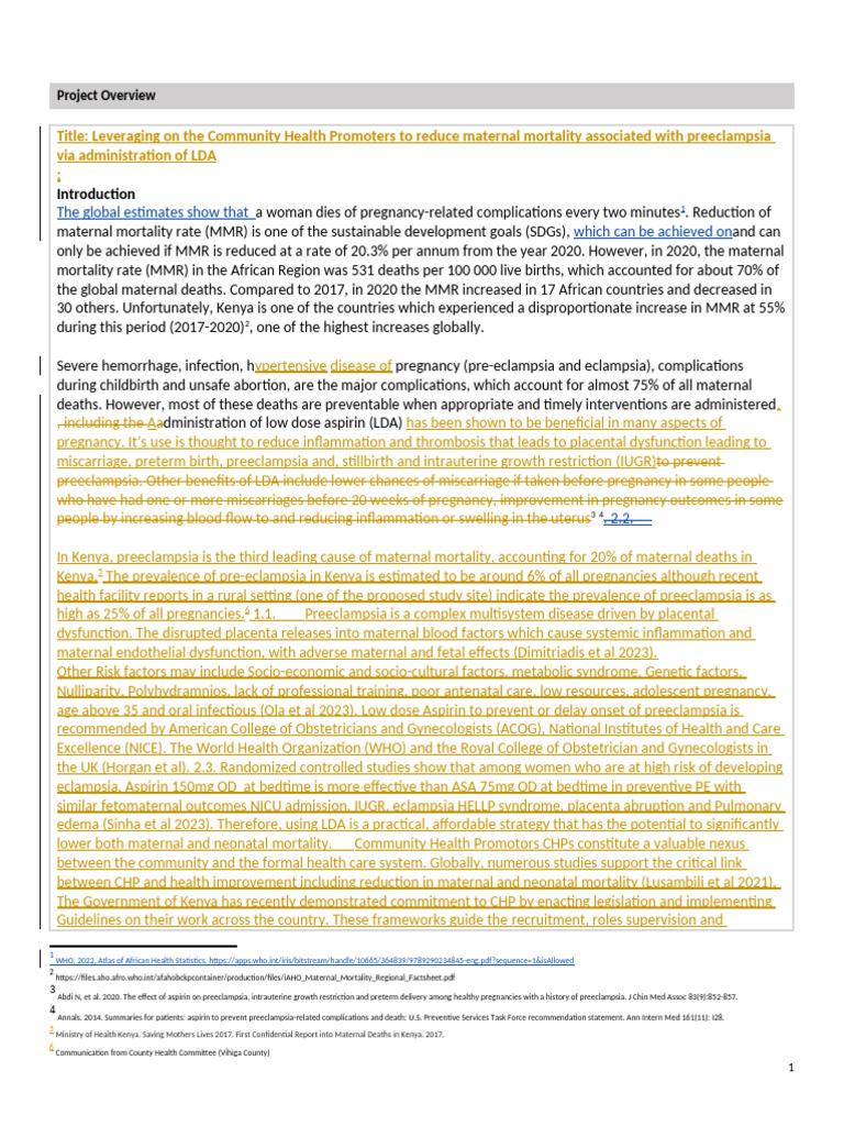 MMO - Concept Low-Dose-Aspirin | PDF | Maternal Death | Maternal Health