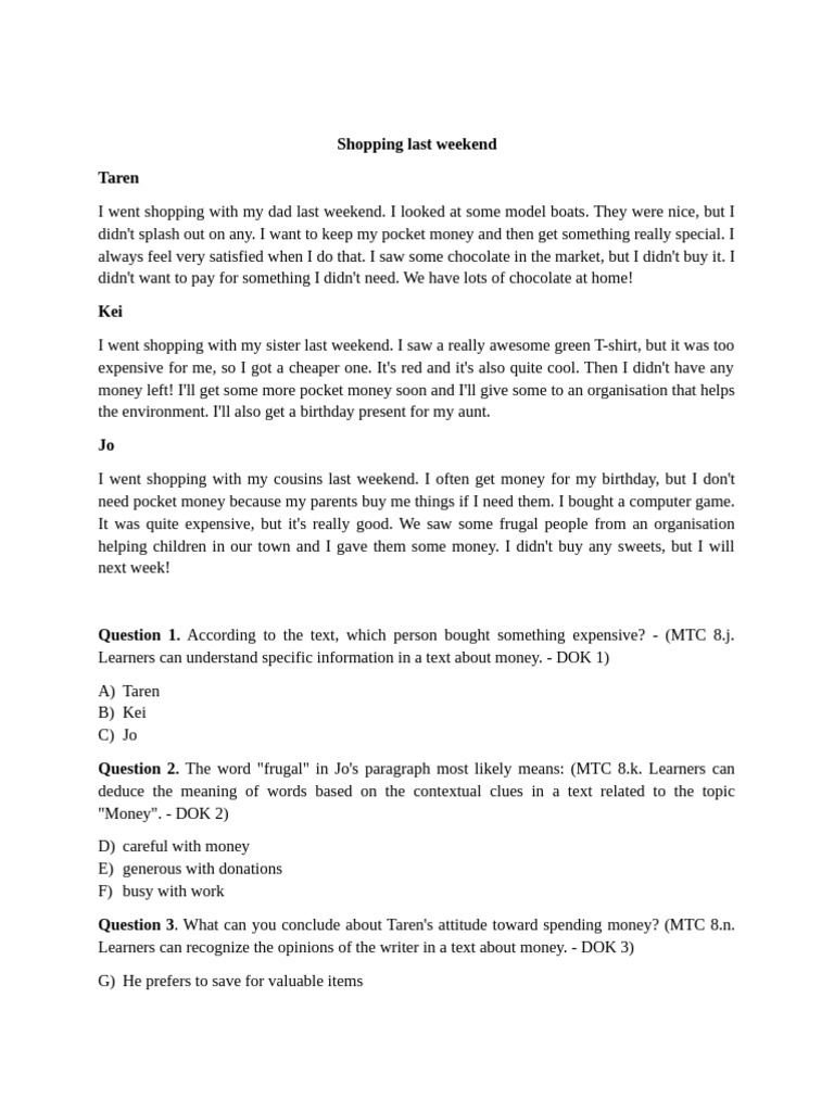 Shopping last weekend | PDF