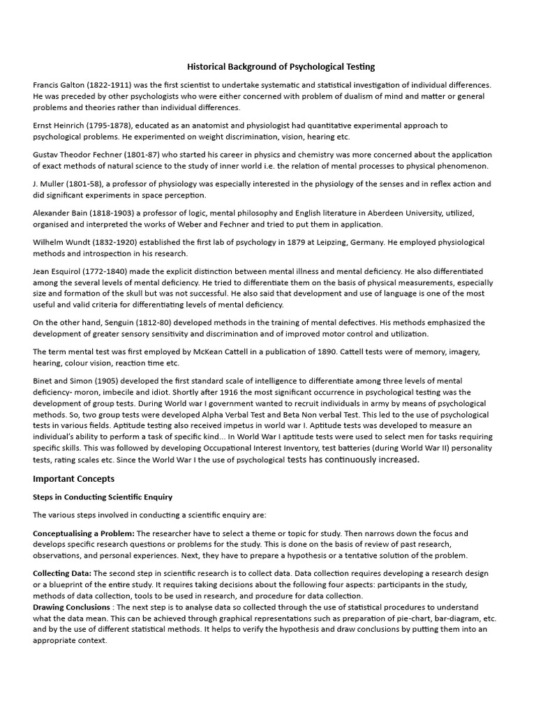 Evolution of Psychological Testing History | PDF | Experiment | Psychology