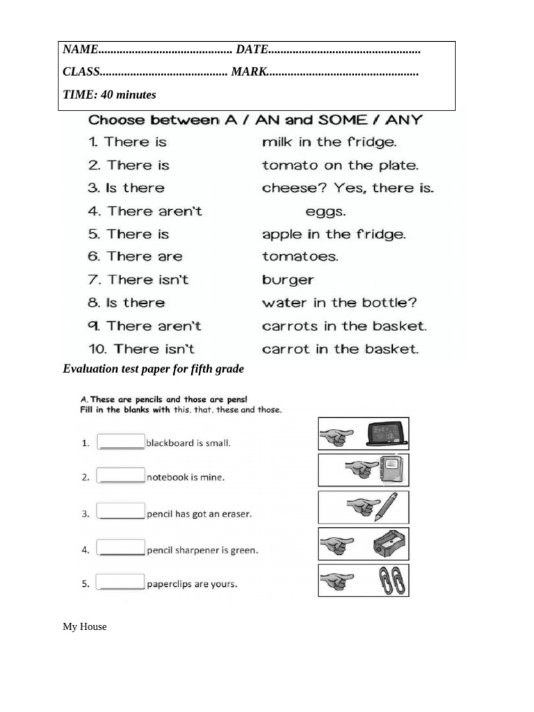 Test Paper Fourth Grade February 2025 | PDF