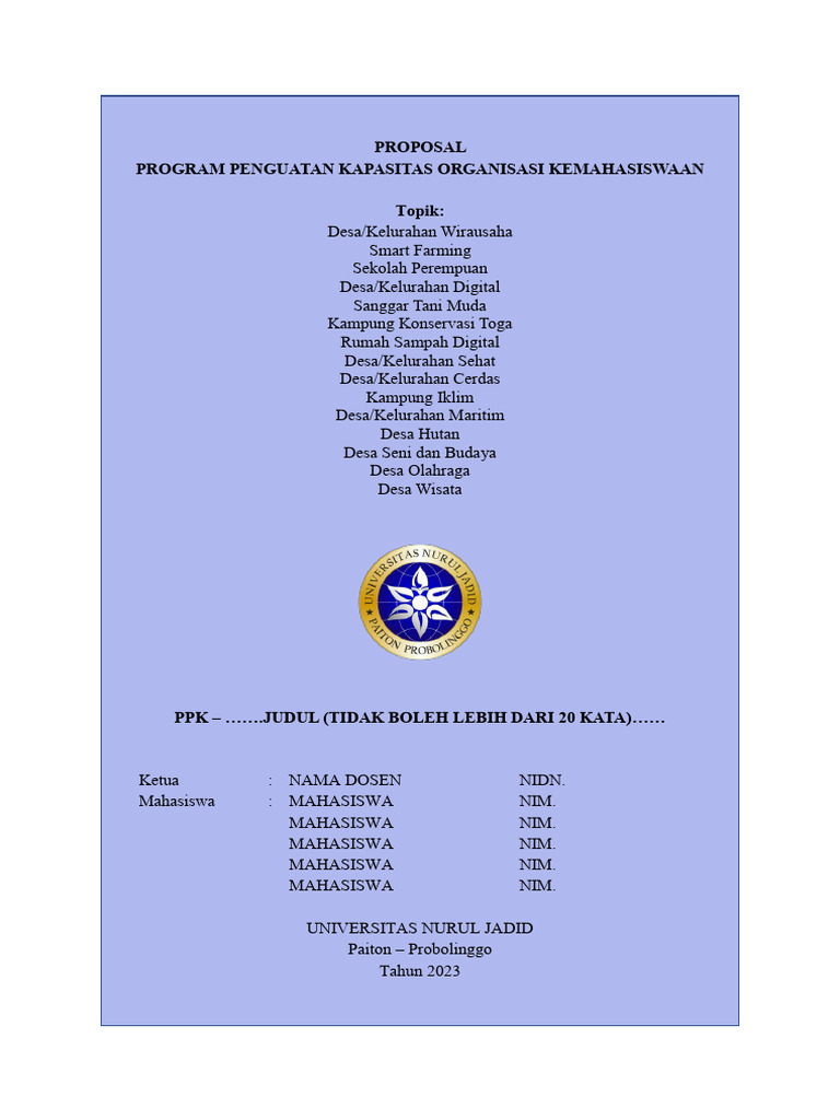 6.1.template Proposal PPK Ormawa | PDF