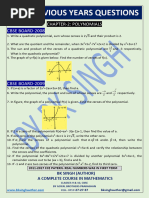 Class 10 Maths Polynomials PYQs | PDF