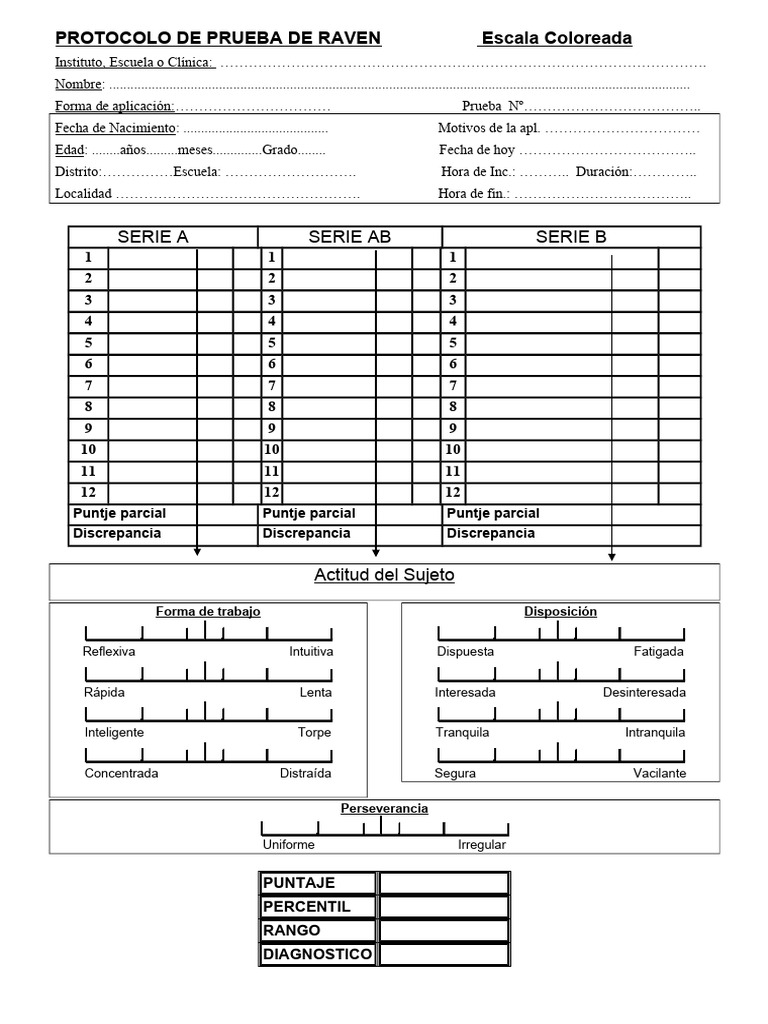 Protocolo Raven Escala Coloreada | PDF