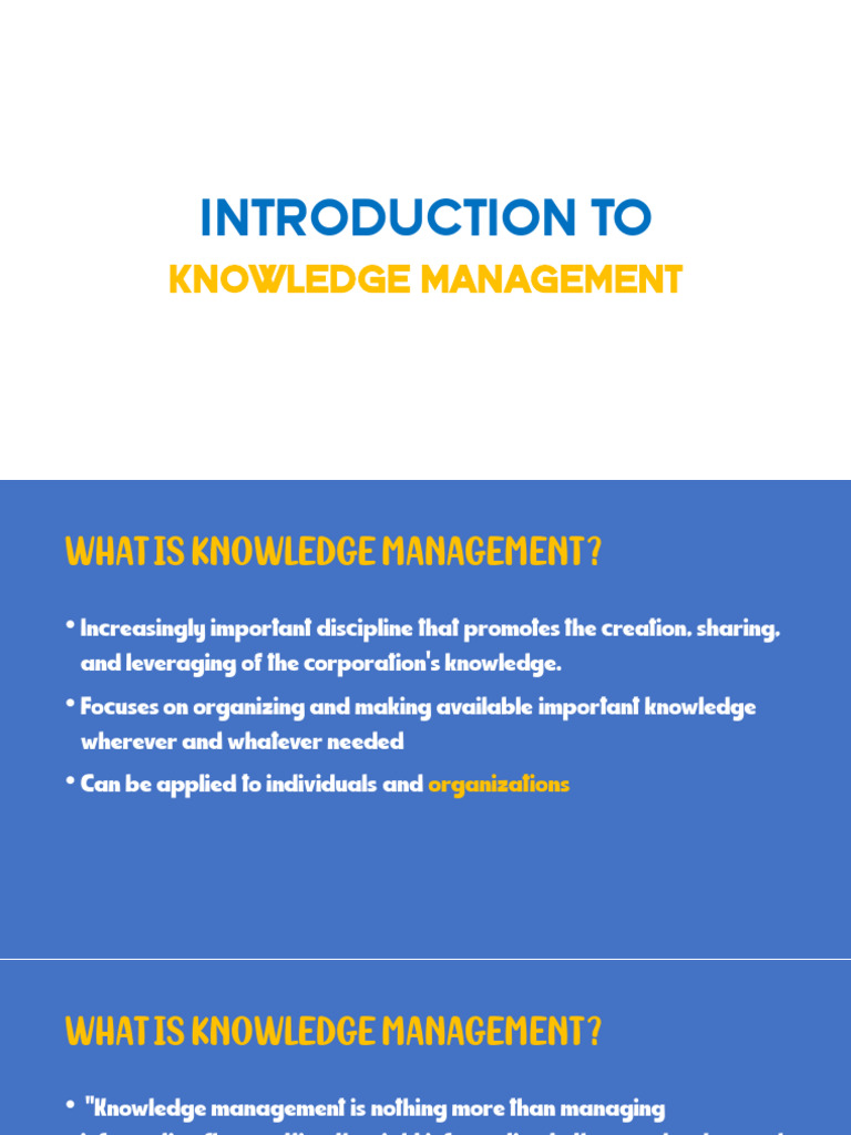 Introduction To KM | PDF | Knowledge Management | Knowledge