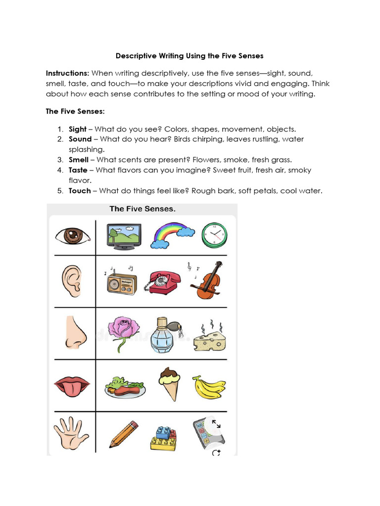 Descriptive writing | PDF | Senses