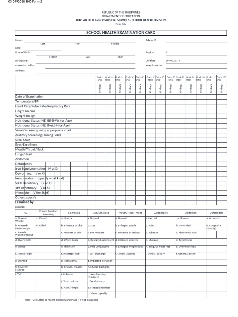 School Health Forms | PDF | Dentistry | Periodontology