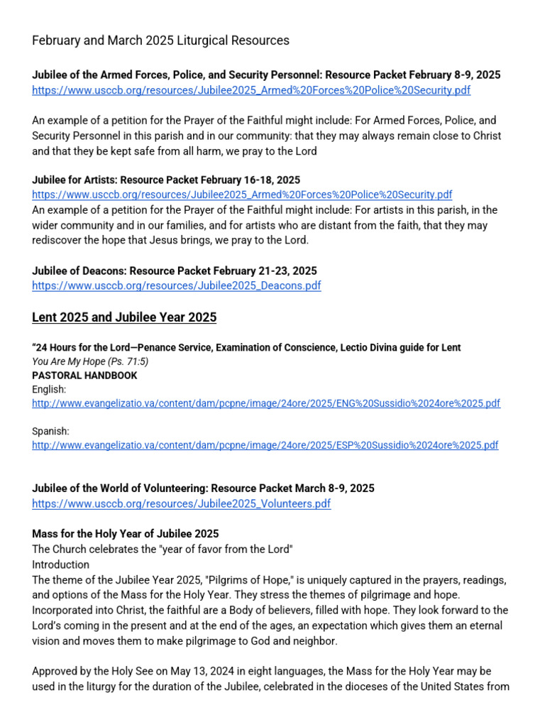 Liturgical Resources - February & March 2025 | PDF | Mass (Liturgy ...