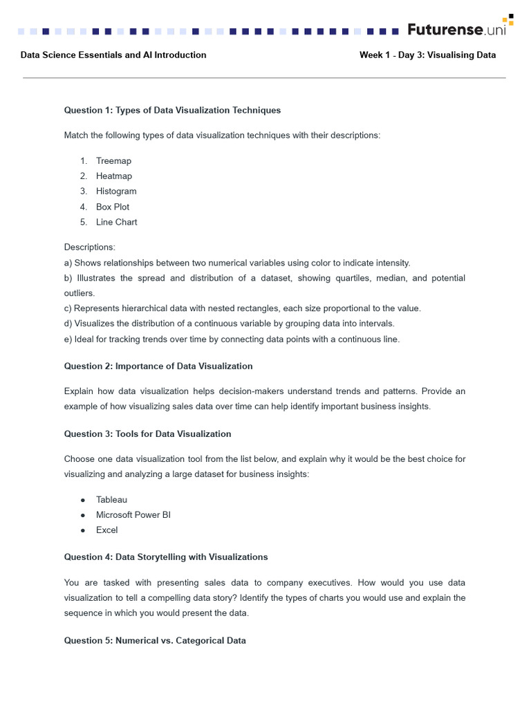 Visualising Data - To Solve | PDF | Data | Statistics