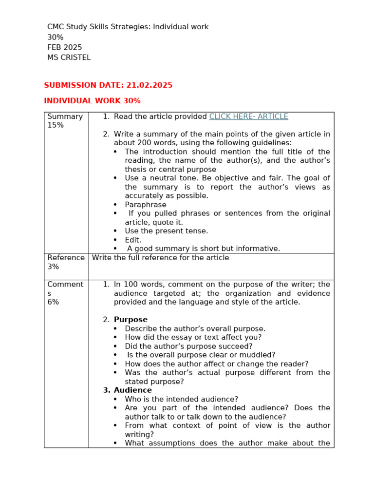SSS Individual Assignment - 30% | PDF | Essays | Cognition