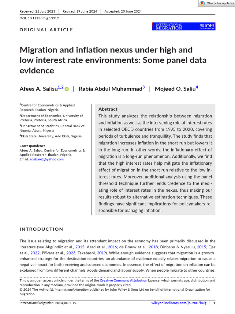 Migration and Inflation Nexus Under High and Low Interest Rate ...