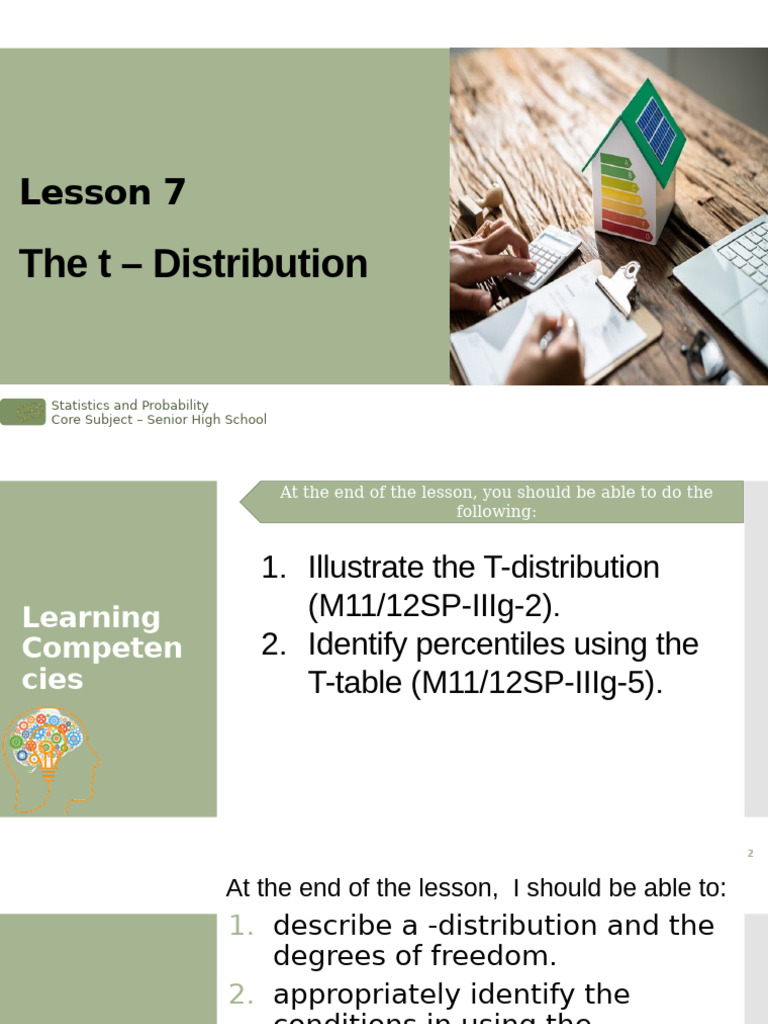 Lesson 7 The T Distribution | PDF | Confidence Interval | Probability ...