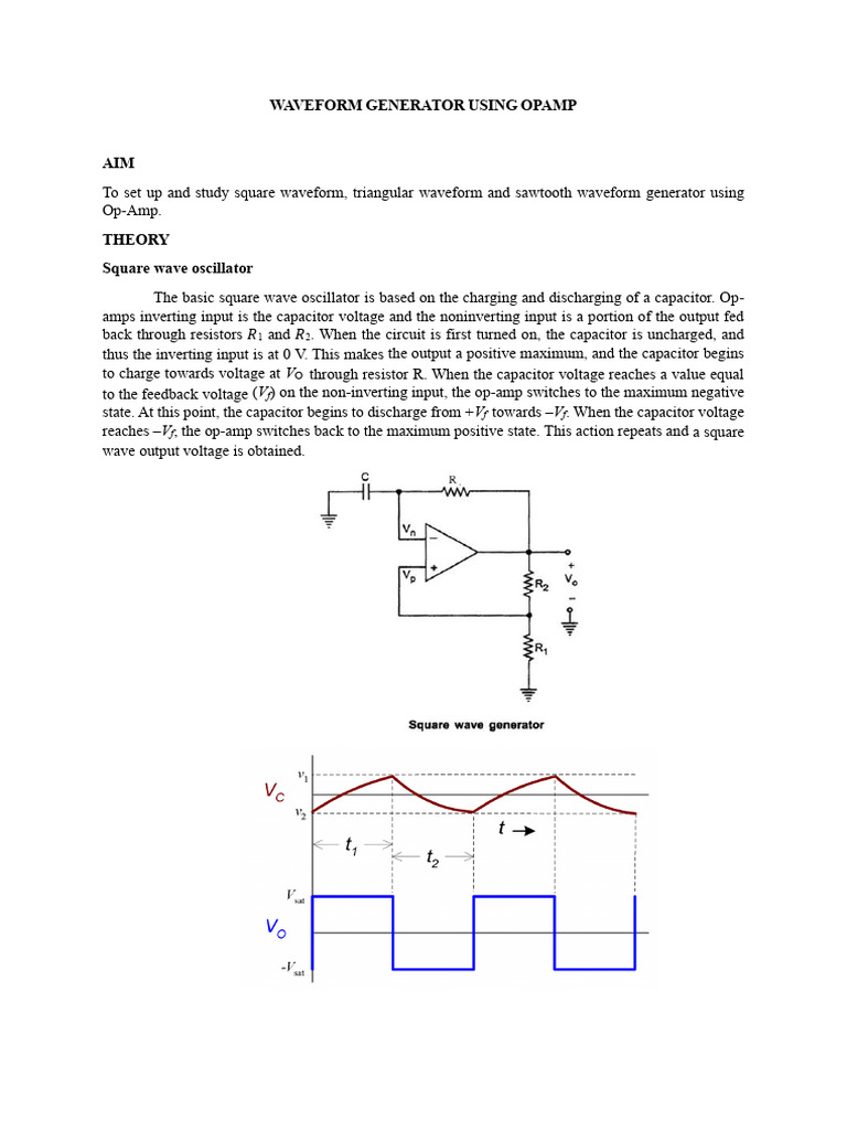 Op-Amp Waveform Generator Design | PDF | Operational Amplifier ...