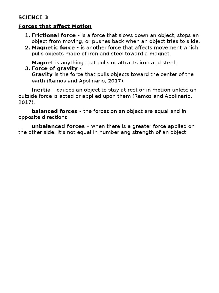 Forces That Affect Motion | PDF