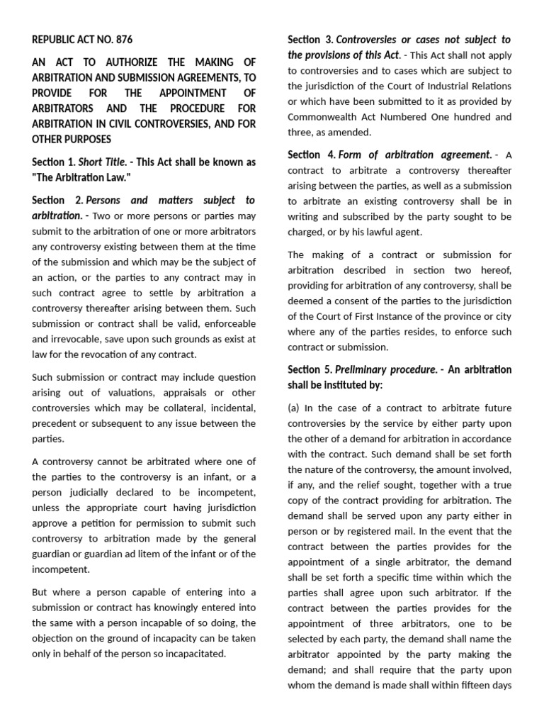 The Arbitration Law | PDF | Subpoena Duces Tecum | Arbitral Tribunal