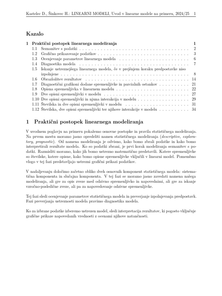P00 Linearni Regresijski Model Uvod | PDF