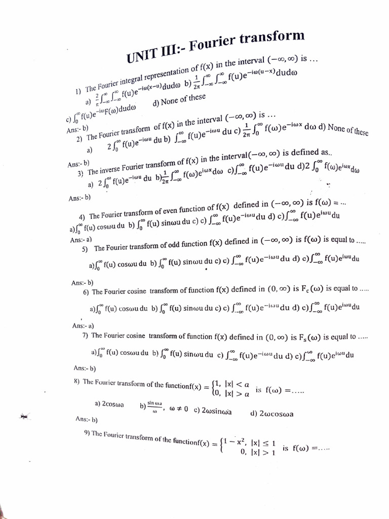 M3 Unit-3 Fourier Transform | PDF | Fourier Transform | Mathematical ... M3 Unit-3 Fourier Transform | PDF | Fourier Transform | Mathematical ...