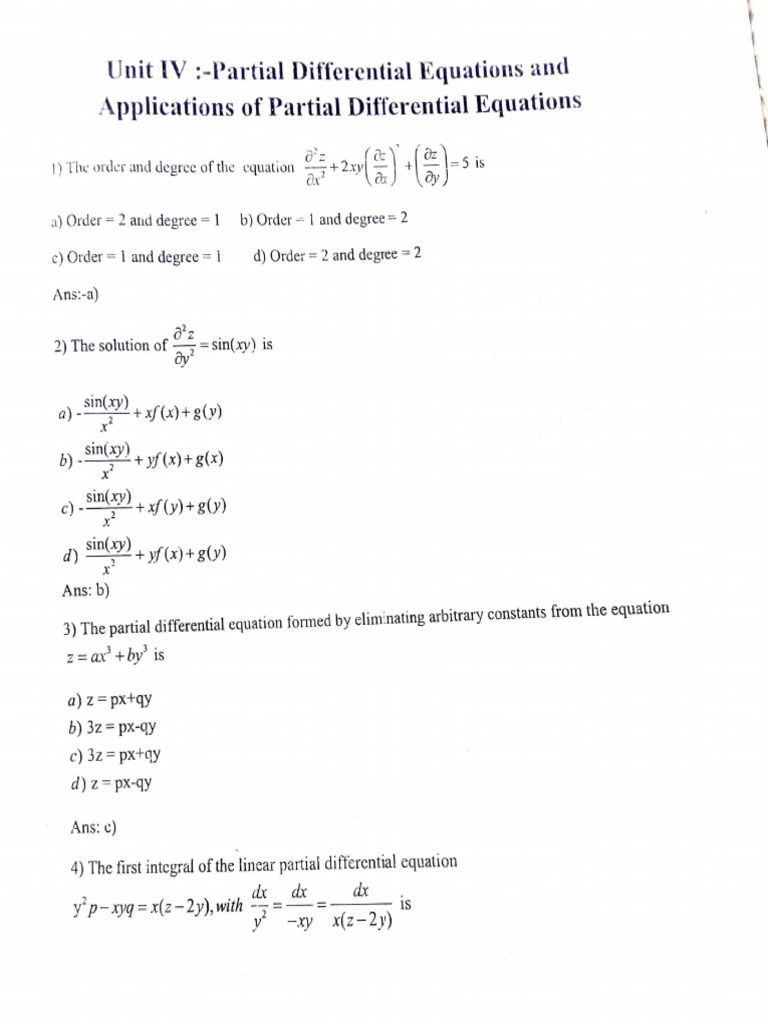M3 Unit-4 Partial Differential Equation | PDF | Variable (Mathematics) | Mathematics