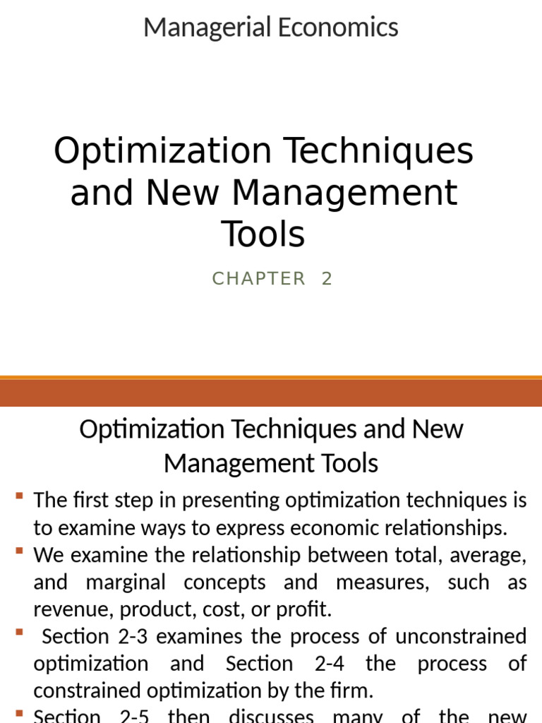 Economic Optimization Techniques Explained | PDF | Marginal Cost | Demand