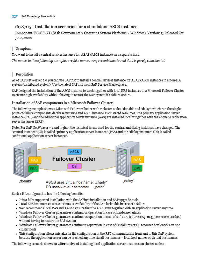 Installation Scenarios For A Standalone ASCS Instance 1739783232 | PDF ...