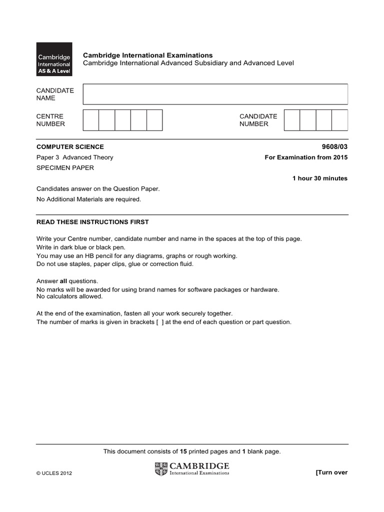 Cambridge International Advanced Subsidiary and Advanced Level | PDF ...
