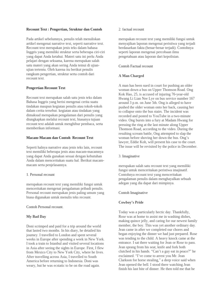 Panduan Lengkap Recount Text | PDF