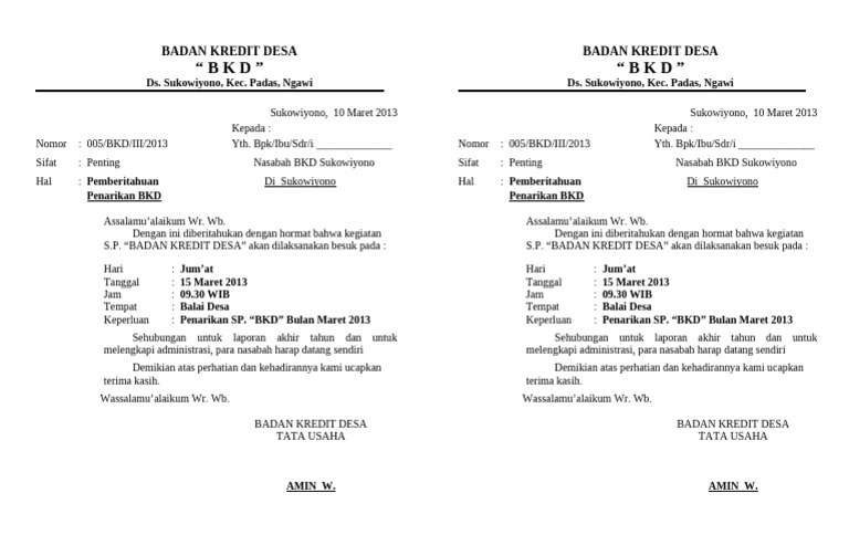 Undangan Bank BKD | PDF