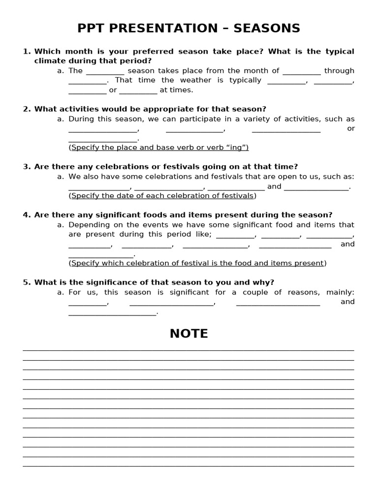 Unit 4A PPT Instruction Seasons | PDF
