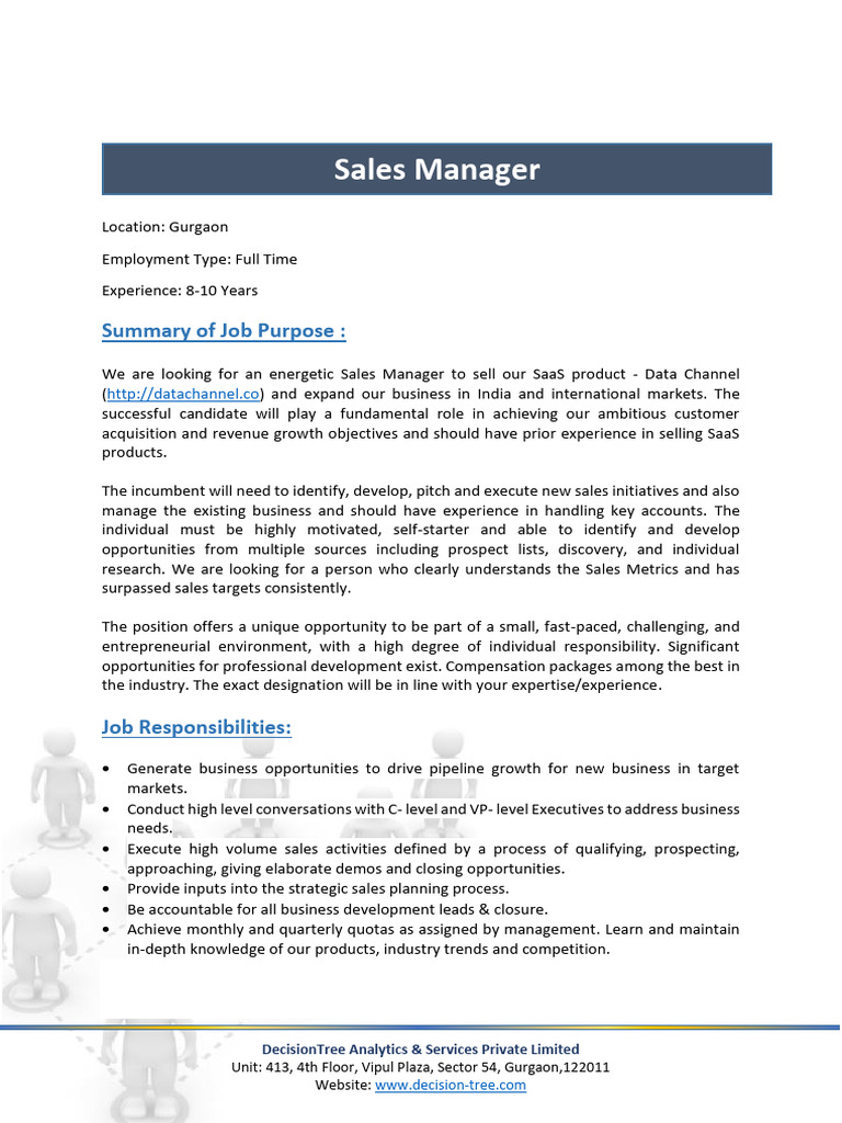 Sales Manager Role at DecisionTree | PDF | Sales | Analytics