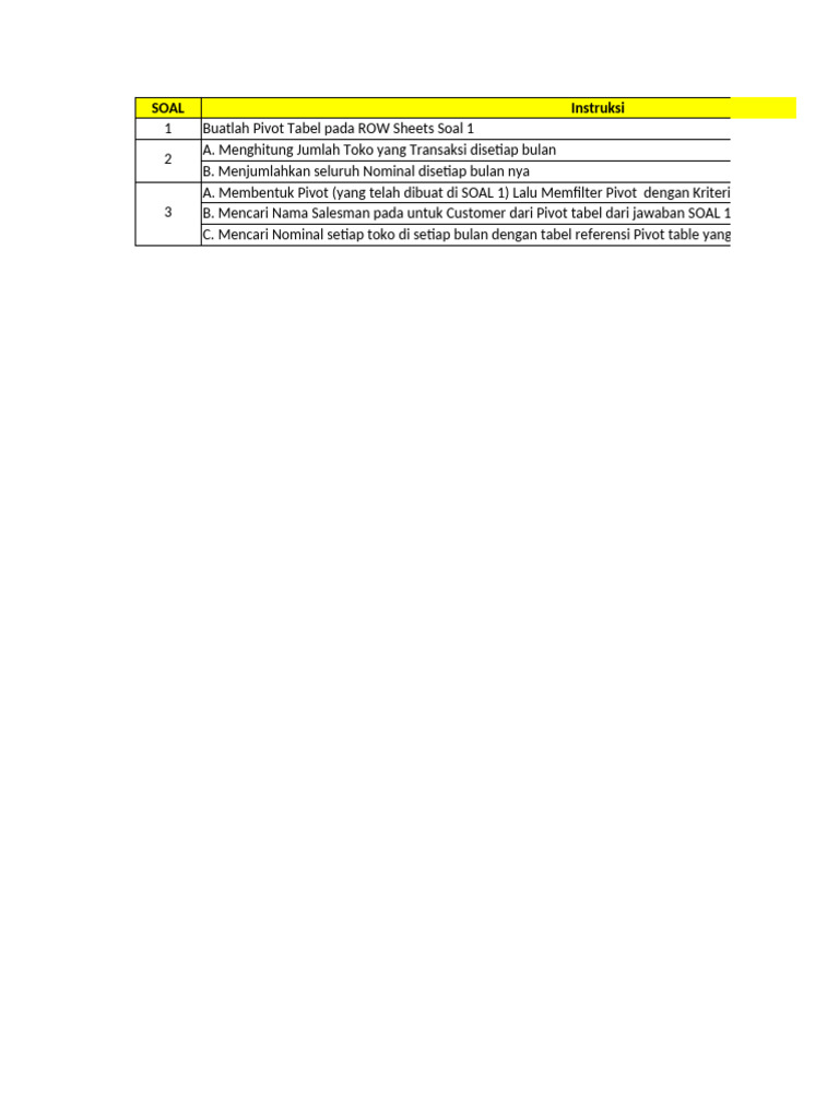 Pivot Tabel Transaksi Bulanan Salesman | PDF