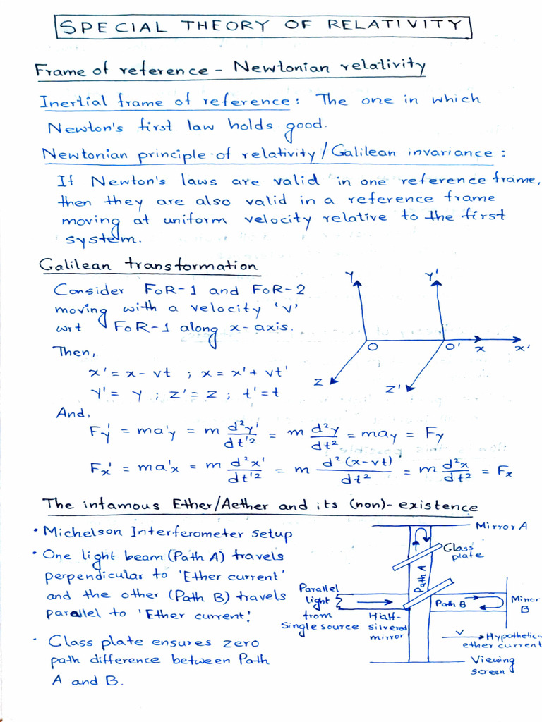 Modern Physics - Part 1 Notes | PDF | Luminiferous Aether | Special ...