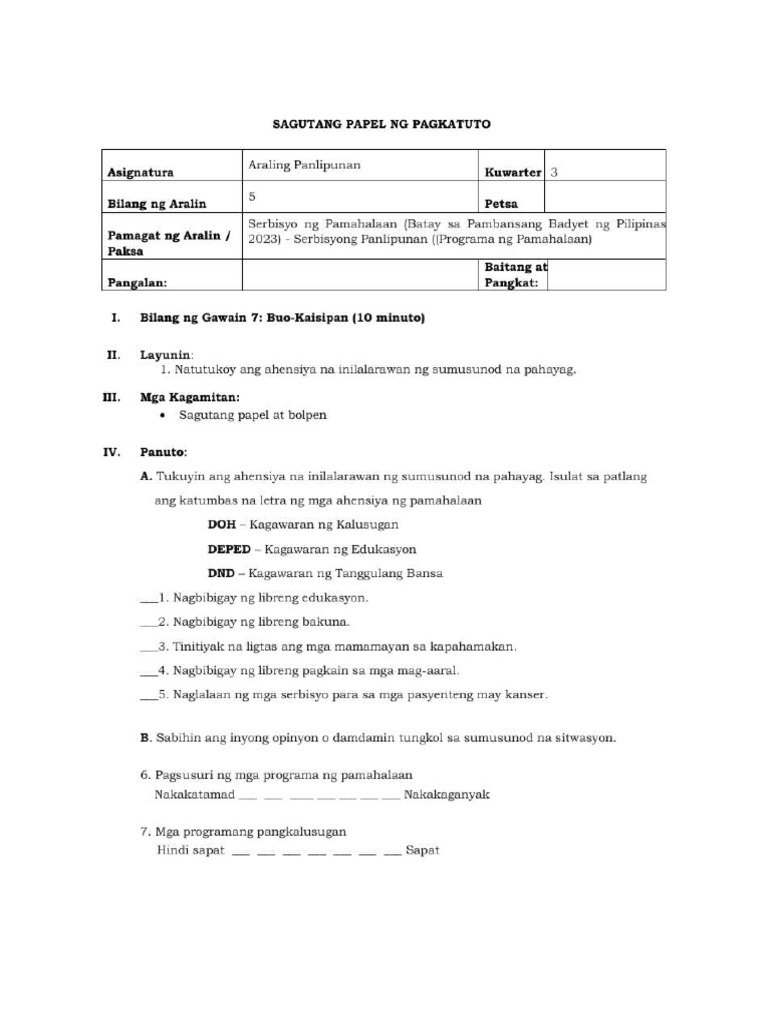 Arapan 4 Quarter 3 Activity 5 | PDF