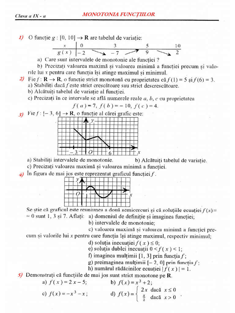 Tema - Monotonia Functiilor | PDF
